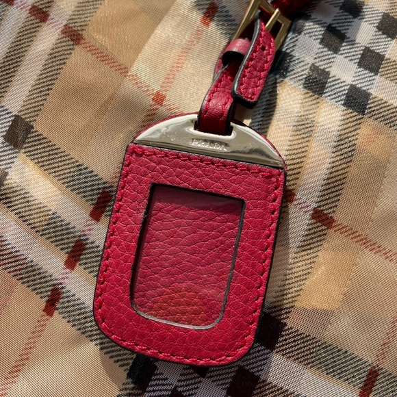 Prada | Accessories | Prada Red Leather Id Tag | Poshmark